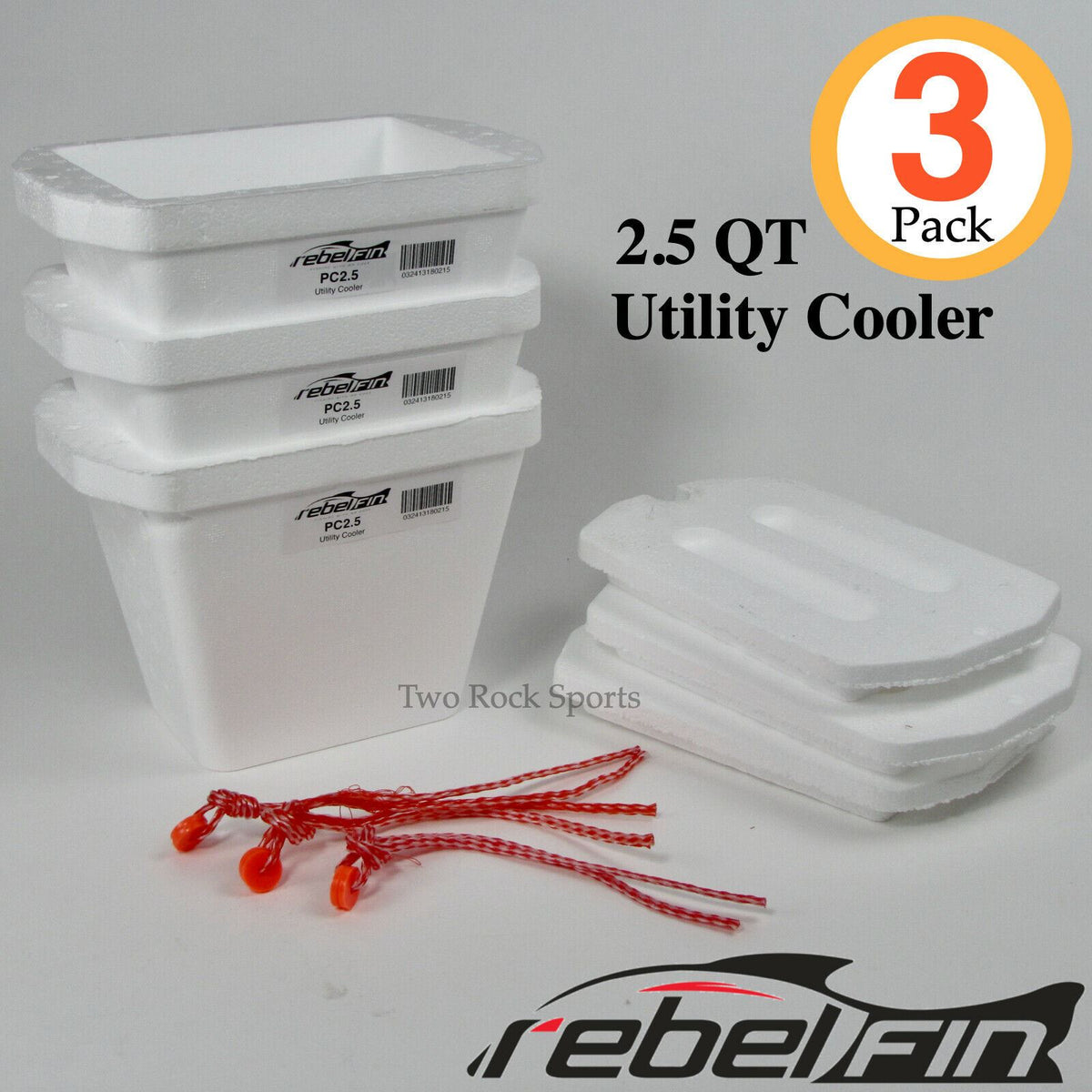 3-PACK - 2.5 qt Quart UTILITY COOLER - Live Bait Nightcrawler Red Worm ...